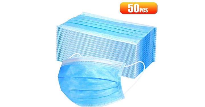 50-Count 3-Ply Disposable Face Masks w/ Ear Loops – Just $12.97 ...