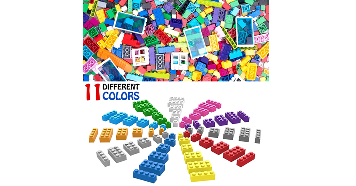 Building Bricks 1000 Pieces Set – Classic Building Blocks in 11 Colors ...