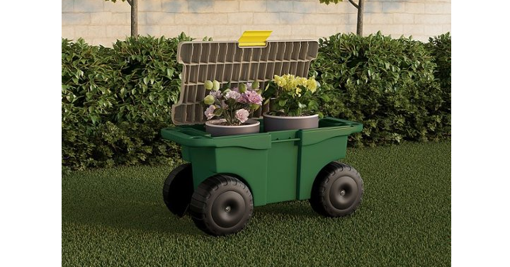 Garden Cart on Wheels – Storage with Bin-Built-In Bench Seat – Just $24 ...