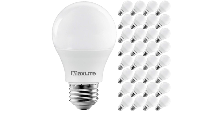 MaxLite 32-Pack A19 Dimmable LED Bulb – 60W Equivalent, 800 Lumens ...