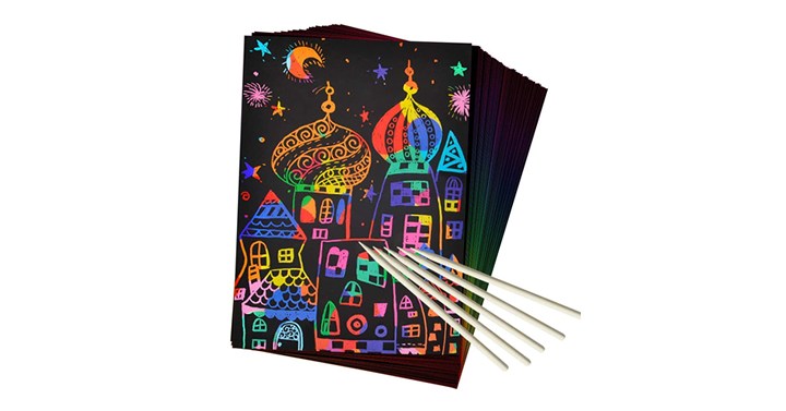 Scratch Paper Art Set, 50 Piece Rainbow Magic Scratch Paper – Just $5. ...