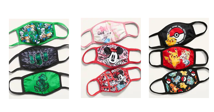 3-Pack of Licensed Pop Culture Contoured Face Masks for Kids – Just $12 ...