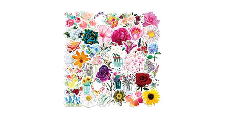 50 Flower Waterproof Stickers for Water Bottle or Laptop – Just $6.99 ...