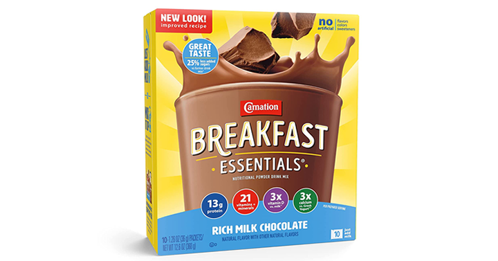 Carnation Breakfast Essentials Powder Drink Mix, Rich Milk Chocolate ...
