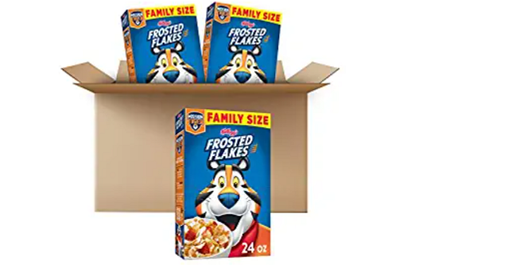 Kellogg’s Frosted Flakes Breakfast Cereal, 24 oz Box (3 Boxes) Only $7. ...