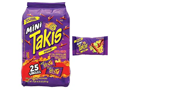 Mini Takis – Crunchy Rolled Tortilla Chips -Hot Chili Pepper & Lime (25 ...