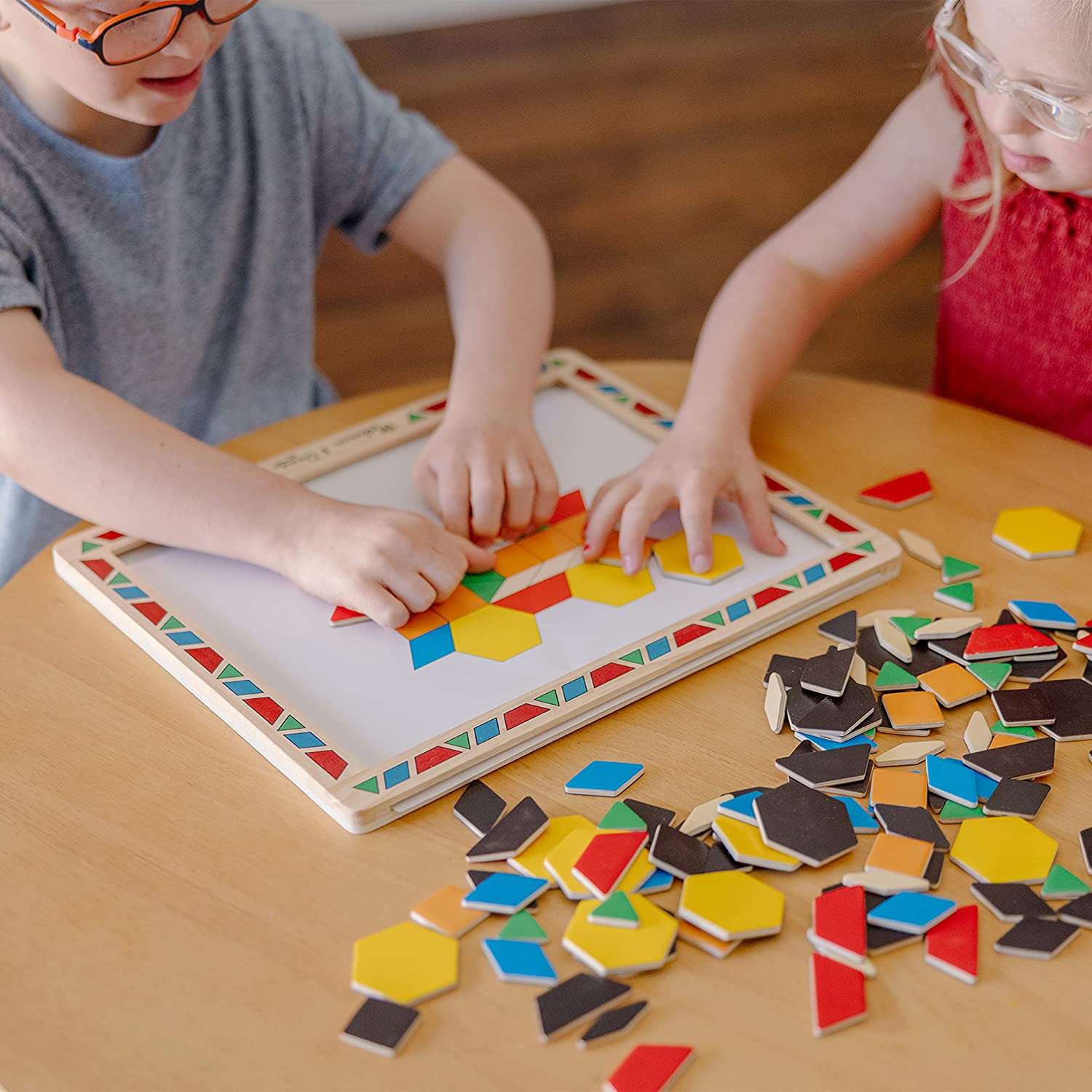 Melissa & Doug Deluxe Wooden Magnetic Pattern Blocks Set – Only $10.56 ...