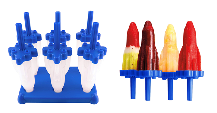 Set of 6 Ice Pop Molds Rocket Popsicle Makers with Reusable Sticks ...