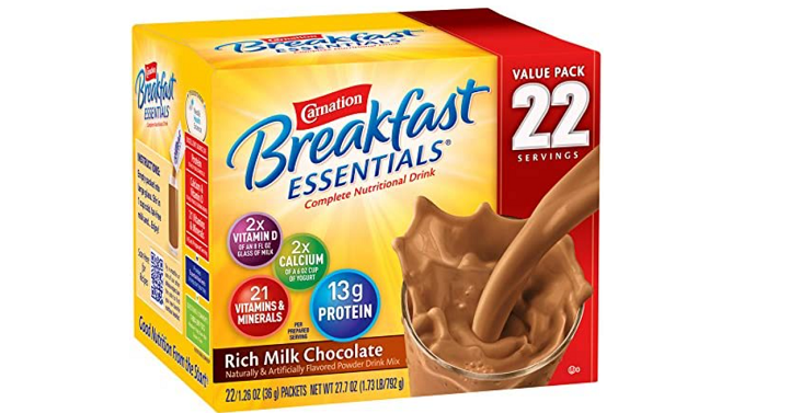 Carnation Breakfast Essentials Powder Drink Mix, Rich Milk Chocolate ...
