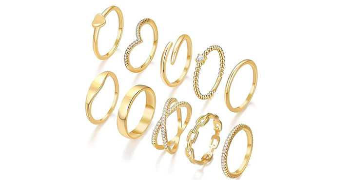 Dainty 14K Gold Plated Rings, Perfect for Stacking and Layering – 10 ...